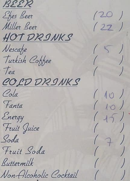 Menu at Ziya Restaurant Türkü Evi, Istanbul