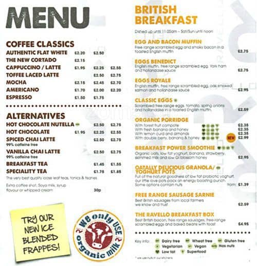 Ravello Coffee Menu, Menu for Ravello Coffee, Westminster, London ...