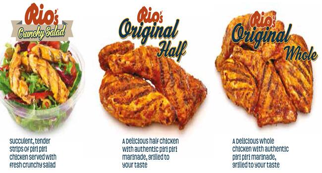 Menu at Rio's Piri Piri fast food, Croydon, 46 High St