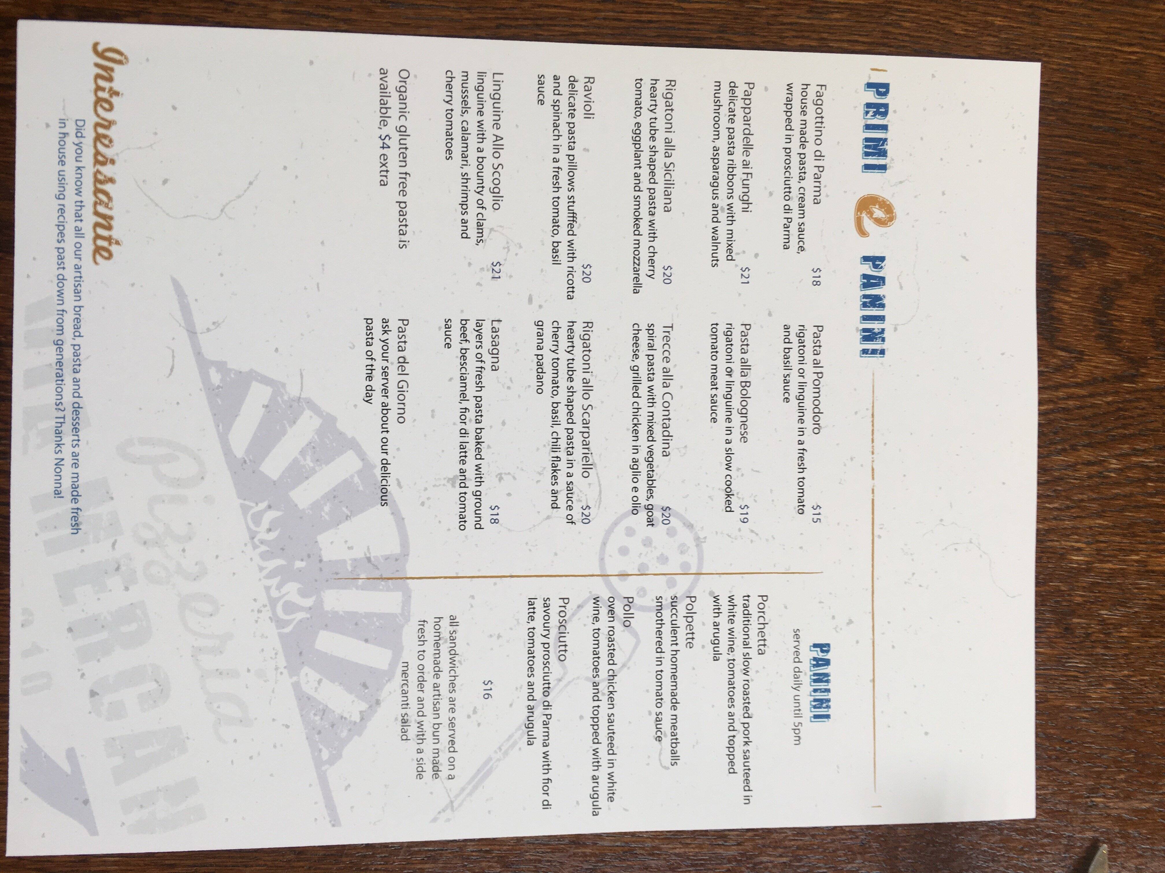 Pizzeria Via Mercanti Menu, Menu for Pizzeria Via Mercanti, Kensington ...