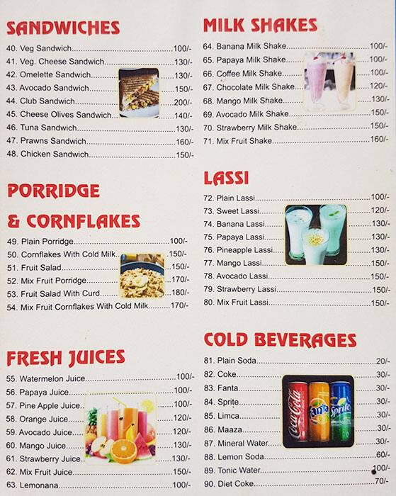 Menu at 7 Eleven Cafe, Anjuna