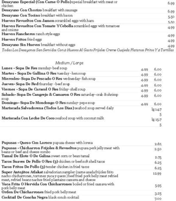 El Atlakat Menu,Menú para El Atlakat, Little Havana, Miami - Urbanspoon ...