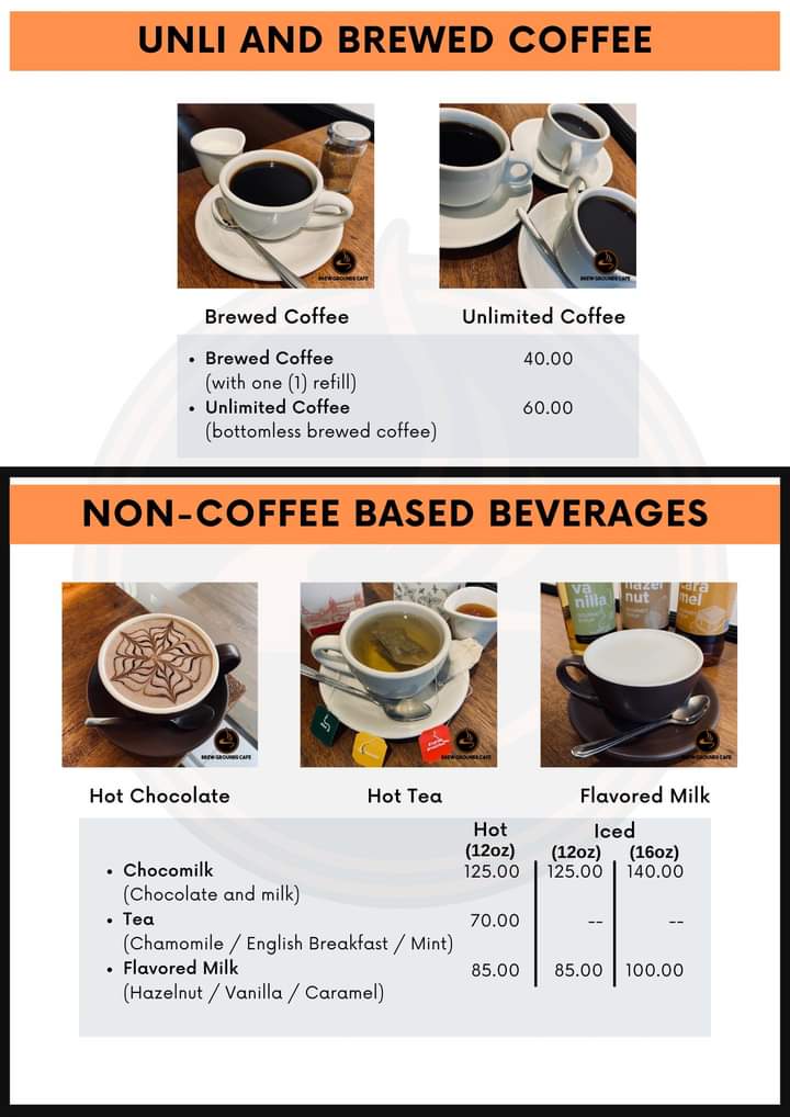 Menu at Brew Grounds Cafe, Taytay