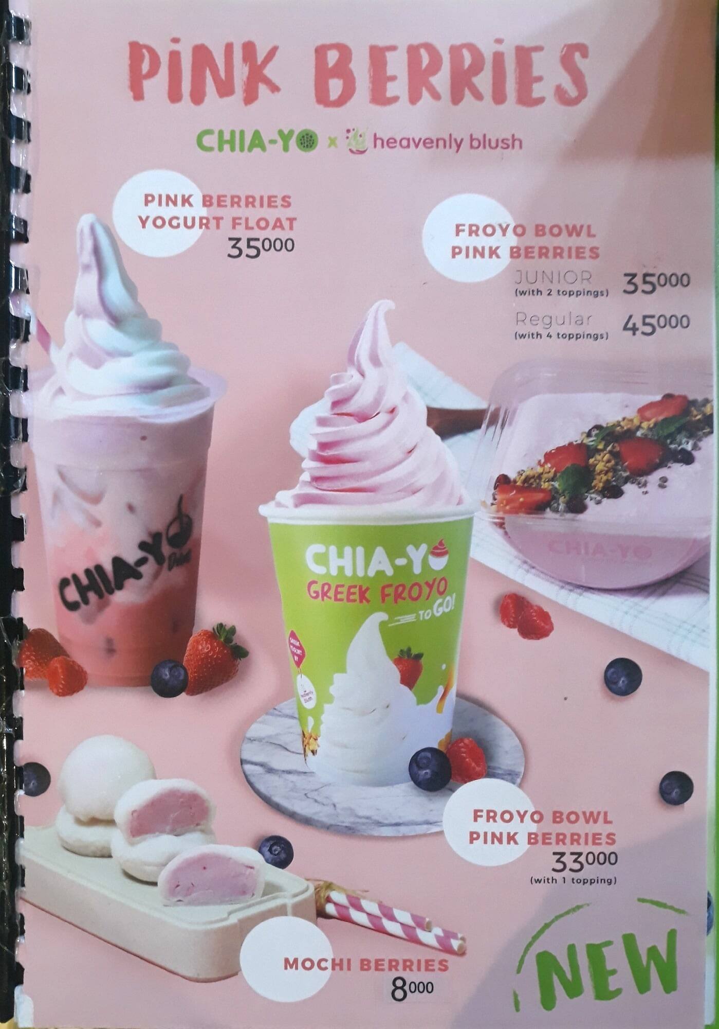Menu at Chia-Yo, Jakarta, Kemang Village (Lippo Mall)