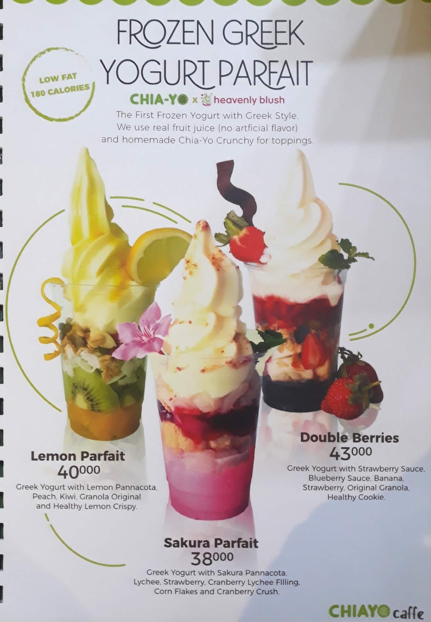 Menu at Chia-Yo, Jakarta, Kemang Village (Lippo Mall)