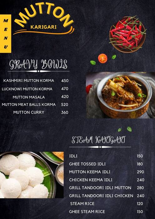 Menu at Mutton Karigari, Bengaluru