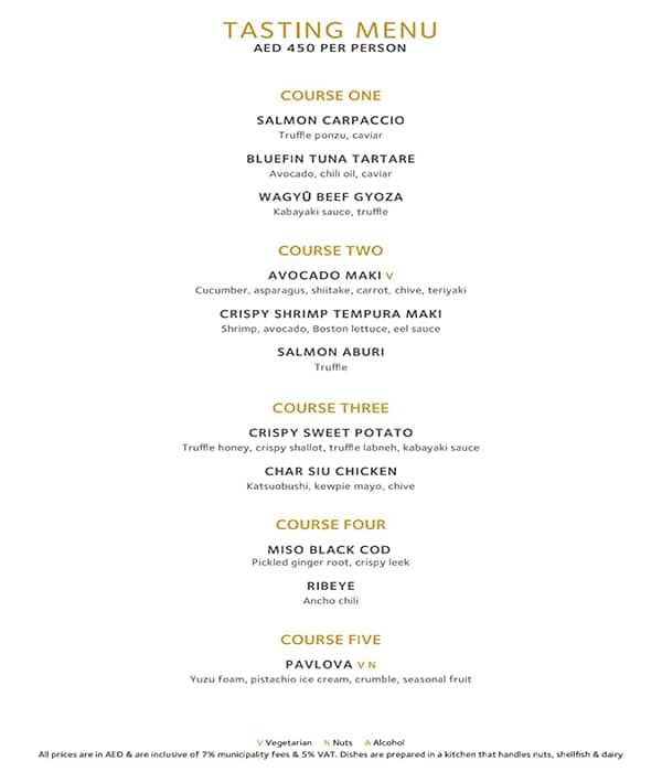 Menu of Asia Asia, Dubai Marina, Dubai