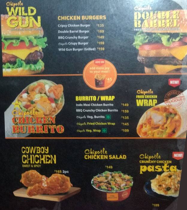 Menu at Bhook Bungalow, Visakhapatnam