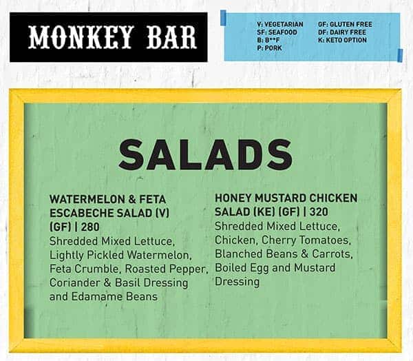Menu at Monkey Bar, New Delhi, Local Shopping Complex