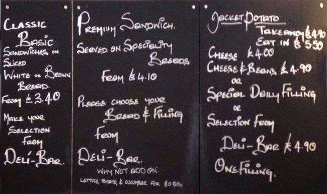 Menu at Crumpets cafe, London, 82 Buckingham Gate