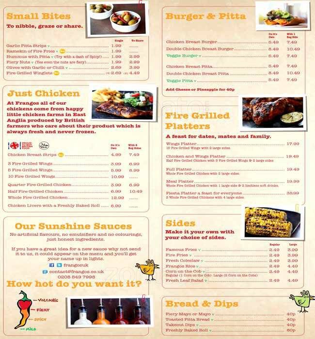 Carta de barbacoa Frangos, Kingston-upon-Thames, The Rotunda