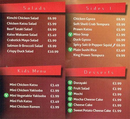 Menu at Iso Sushi restaurant, Isleworth, 181 Twickenham Road