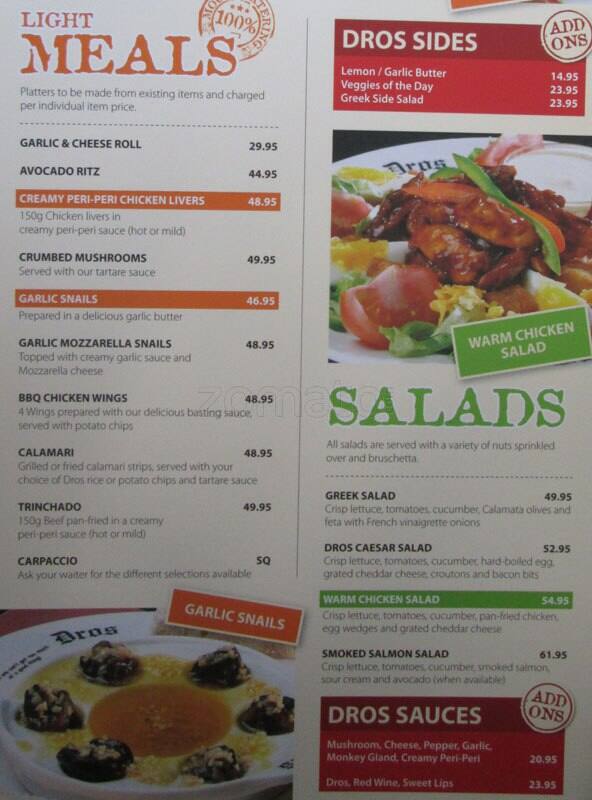 Dros Menu, Menu for Dros, Brackenfell, Cape Town - Zomato South Africa