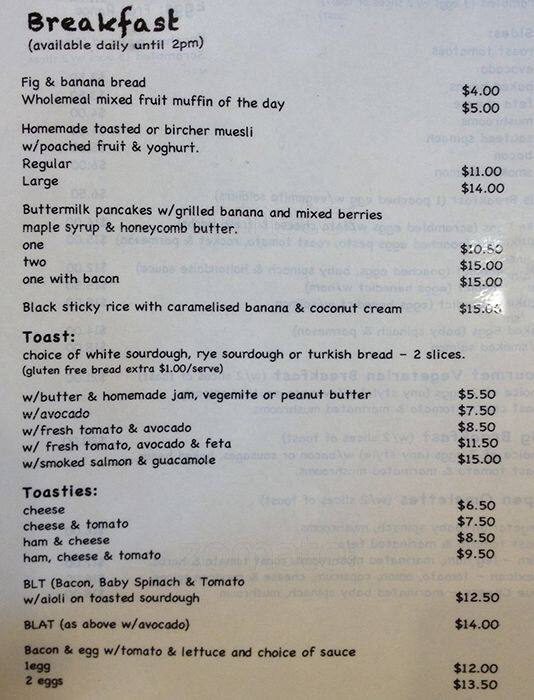 Menu at Stock Cafe & Food Store, Waverley