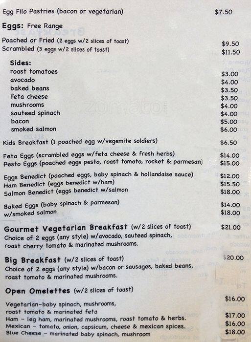 Menu at Stock Cafe & Food Store, Waverley