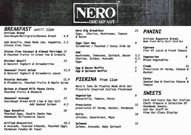 NERO Carlton Menu, Menu for NERO Carlton, Carlton, Melbourne ...
