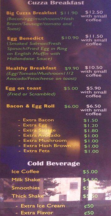 Cafe Cuzza Menu, Menu for Cafe Cuzza, Chatswood, Sydney - Urbanspoon/Zomato