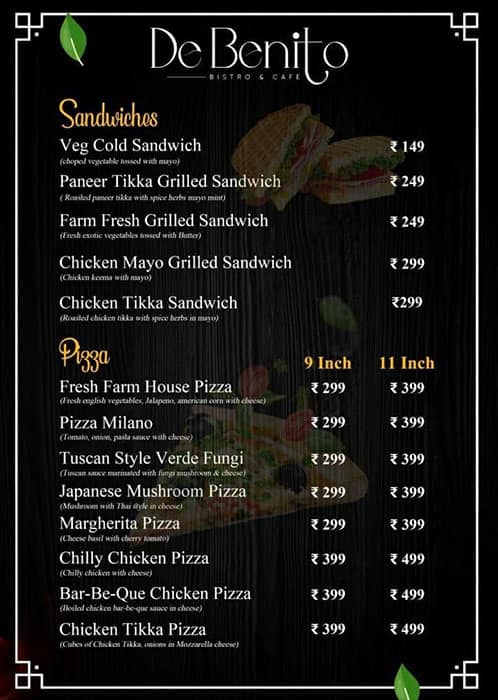 Menu of De Benito - Bistro & Cafe, Model Town, Ludhiana