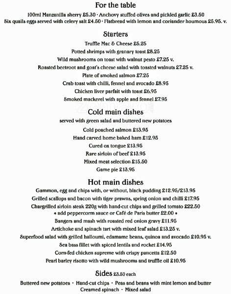 Menu at The Boot & Flogger pub & bar, London