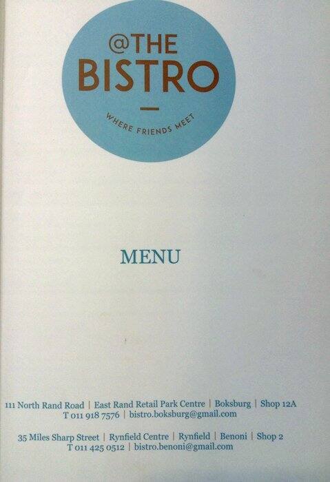 Menu at @ The Bistro Rynfield BBQ, Benoni
