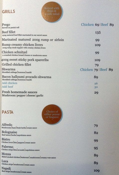 Menu at @ The Bistro Rynfield BBQ, Benoni