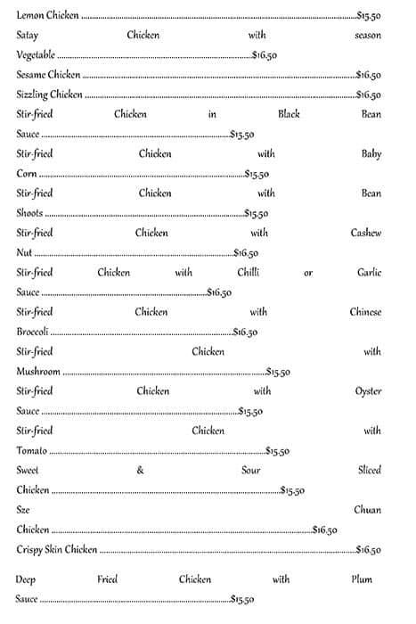 Menu at Diamond Palace Restaurant, Sunshine