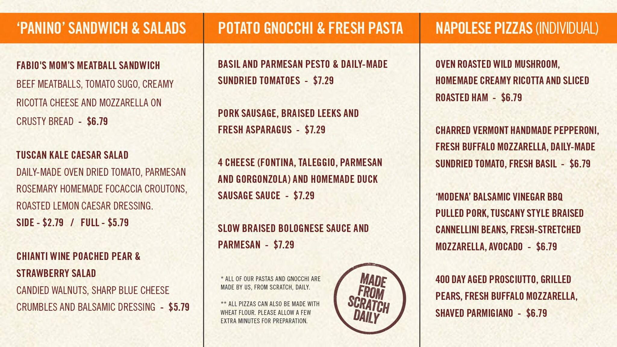 Menu at Rustle & Roux cafeteria, Chicago