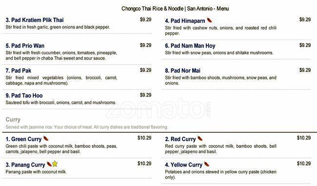 Menu at Chong's Korean Restaurant, San Antonio