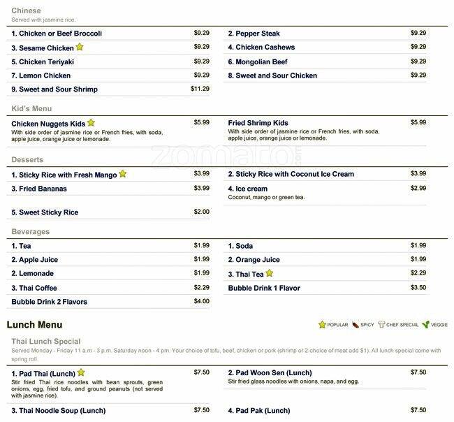 Menu at Chong's Korean Restaurant, San Antonio