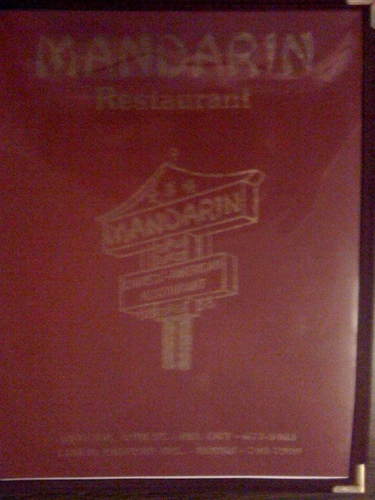 Menu at Mandarin Chinese restaurant, Oklahoma City