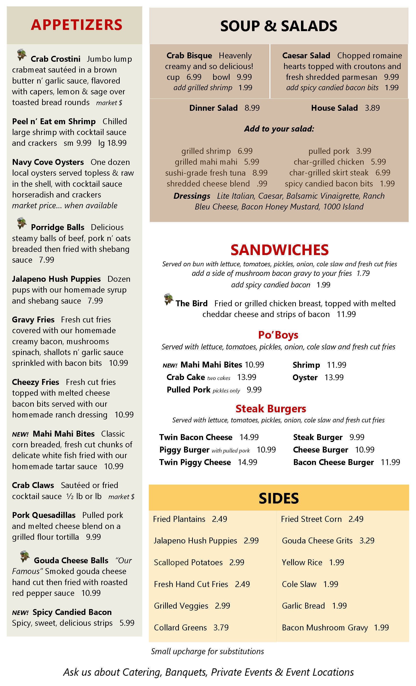 Menu at Sassy Bass Amazin' Grill restaurant, Dauphin Island