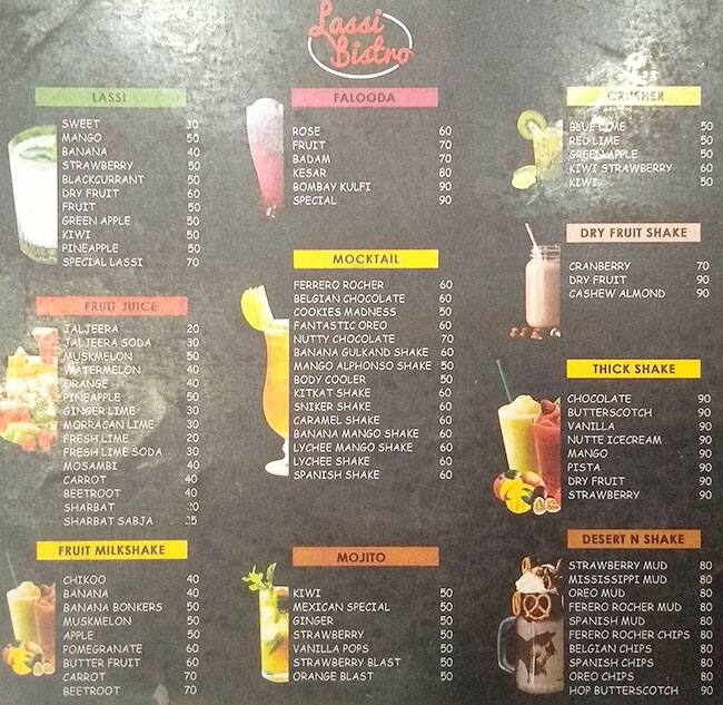 Menu at Lassi Bistro Madhapur, Hyderabad, 1-90/A/1/1 Hitech road