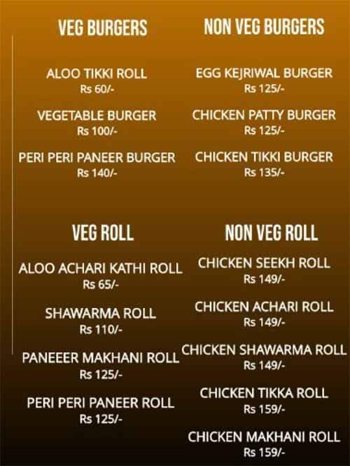 Menu at Charcha, Faridabad
