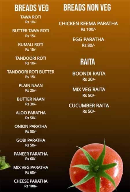 Menu at Charcha, Faridabad