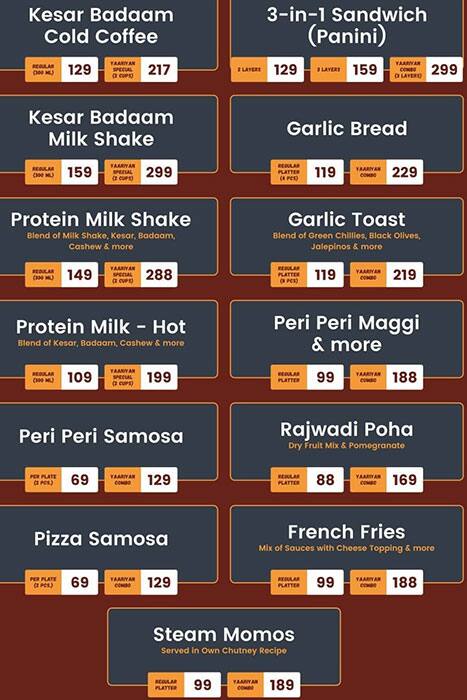 Menu of Chai Hai Na, Vastrapur, Ahmedabad
