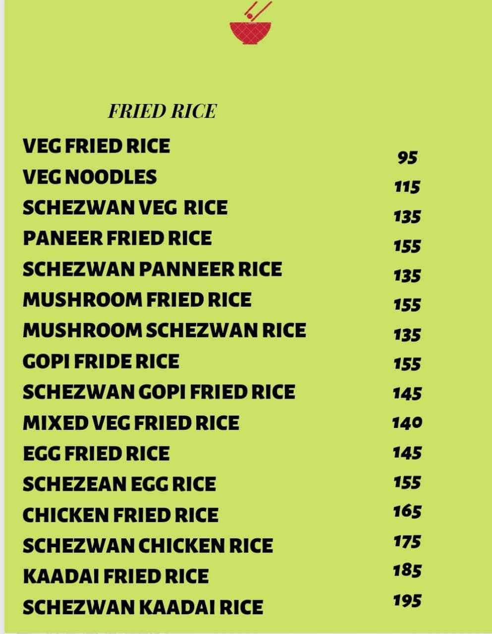 Menu of Food House, Semmancheri, Chennai