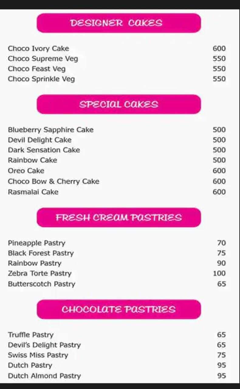 Menu of Monginis The Cake Shop, Jogeshwari, Mumbai