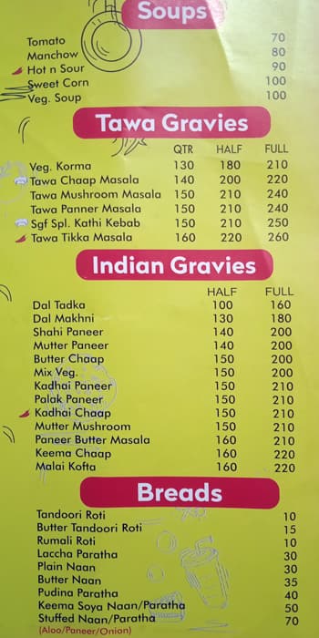 Menu at SGF - Spice Grill Flame, New Delhi, A-7