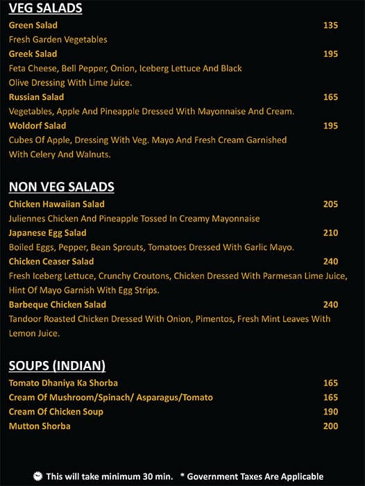 Menu of Viaan, Mahakali, Mumbai