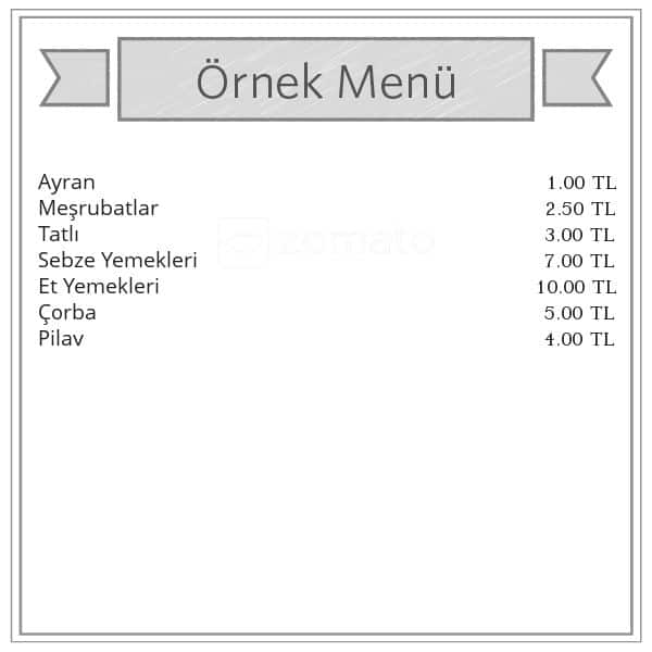Menu at Bolu Lezzet, Istanbul