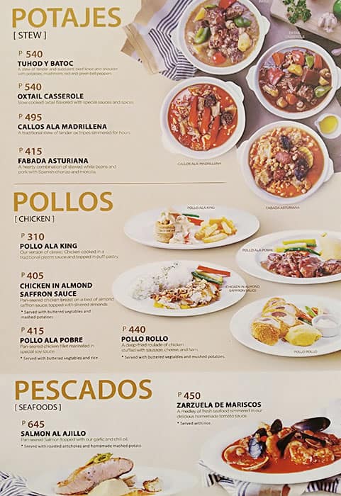 Carta de Dulcinea Restaurant, Makati, Level 1 Greenbelt 5