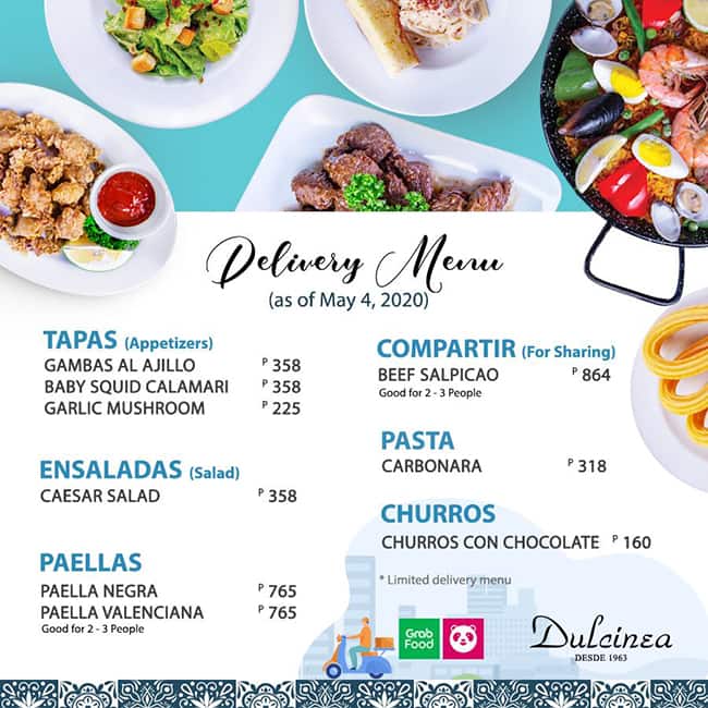 Carta de Dulcinea Restaurant, Makati, Level 1 Greenbelt 5