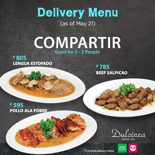 Menu at Dulcinea Restaurant, Makati, Level 1 Greenbelt 5