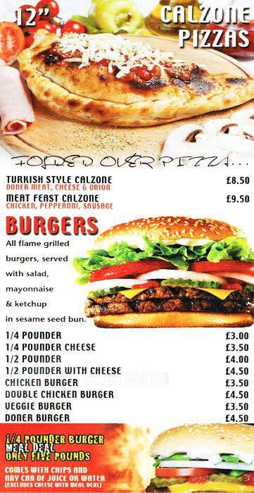 Menu at Fountainpark Fry fast food, Edinburgh