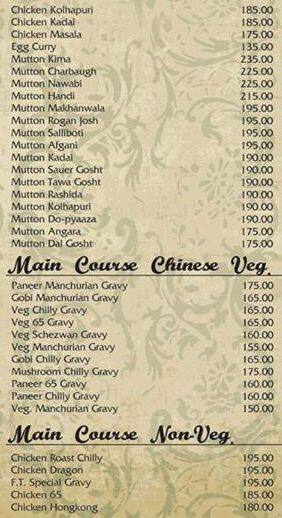 Menu at Food Terminal, Ahmedabad