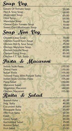 Menu at Food Terminal, Ahmedabad