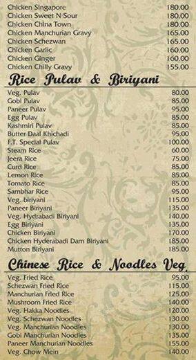 Menu at Food Terminal, Ahmedabad