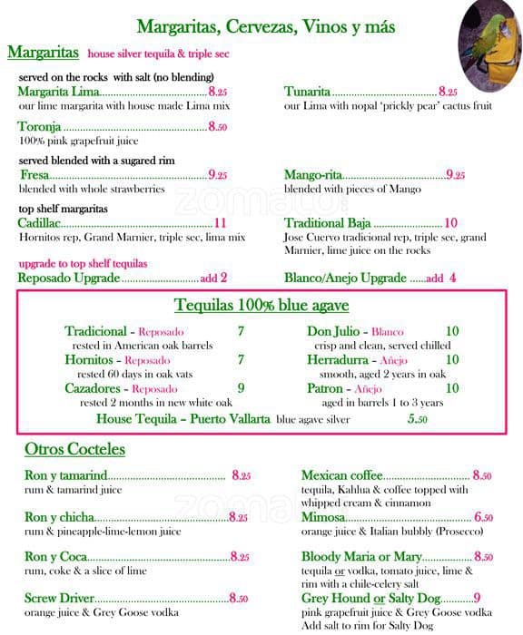 Menu at Agua Verde Cafe, Seattle