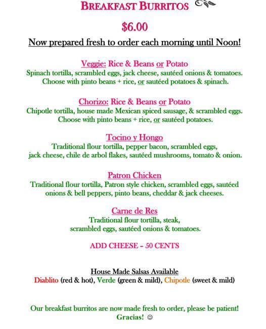 Menu at Agua Verde Cafe, Seattle