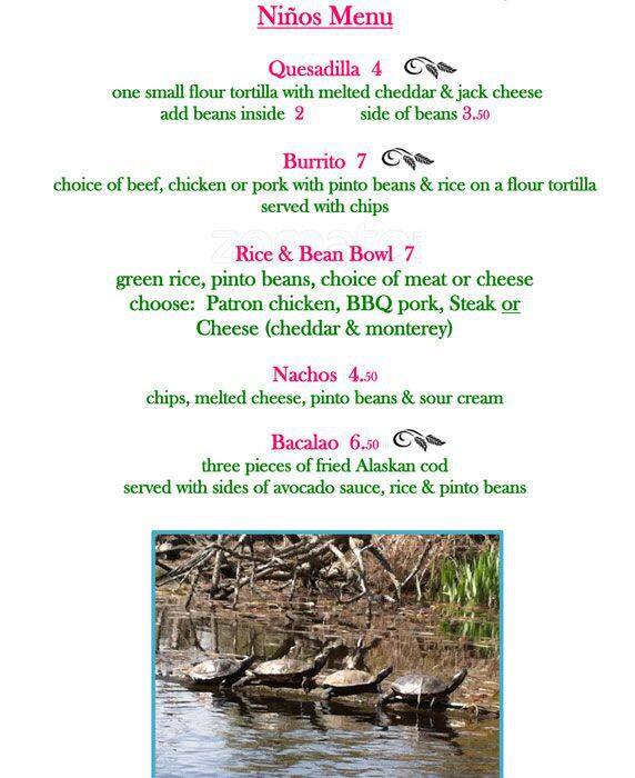 Menu at Agua Verde Cafe, Seattle